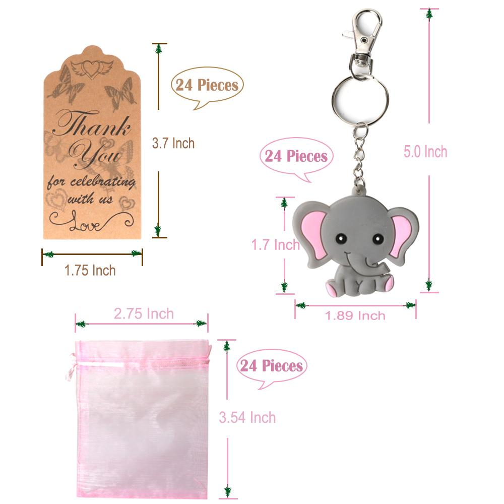 AIXIANG 24 Sets Baby Shower Party Favors for Girls, Super Cute Pink Elephant Keychains Plus ...